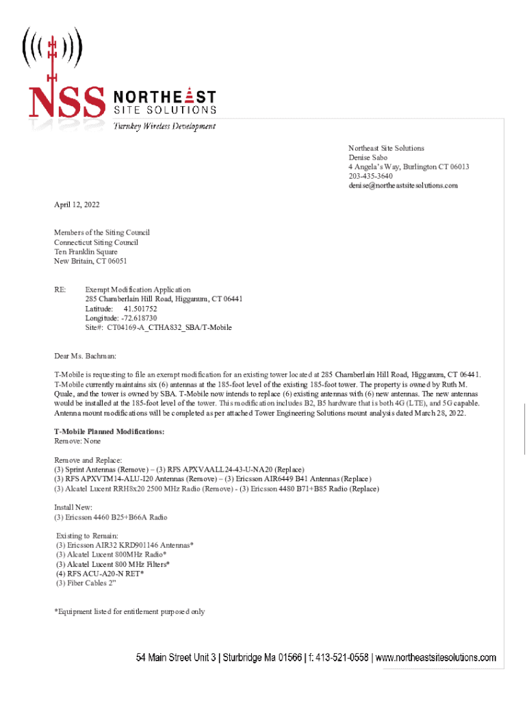 Fillable Online portal.ct.gov - mediaT-Mobile Planned Modifications - ct Fax Email Print - pdfFiller