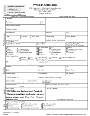 Fillable Online slph.dph.ncdhhs.govForms3446-Syphilis-SerologySYPHILIS ...