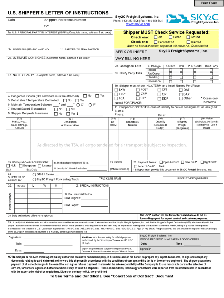 Fillable Online Shipper Letter FormFill Out Printable PDF Forms Online ...