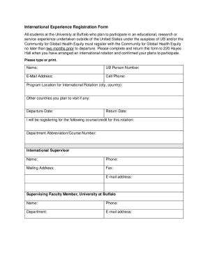 Fillable Online International Experience Registration Form Fax Email ...
