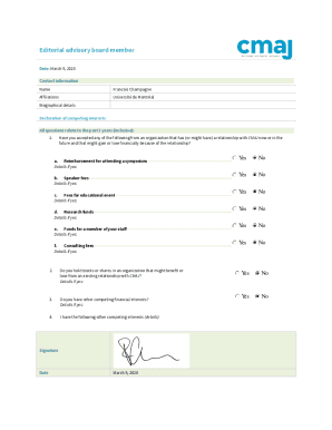 Fillable Online COI form for EAB - CMAJ Fax Email Print - pdfFiller