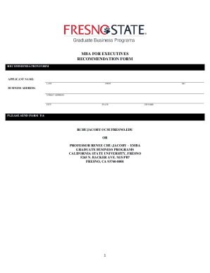 Fillable Online EMBA Recommendation Form Fax Email Print - pdfFiller