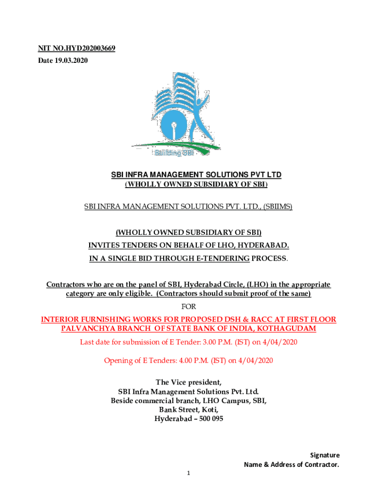 Fillable Online Signature Name & Address of Contractor. NIT NO ...