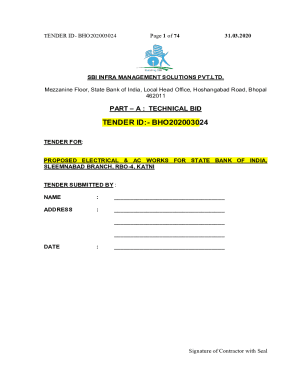 Fillable Online a : technical bid - tender id - SBI Fax Email Print - pdfFiller