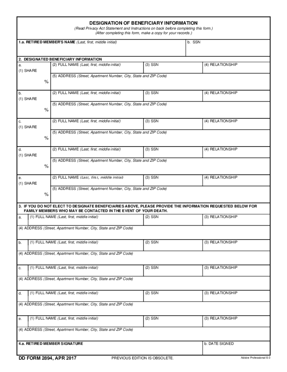 DD Form 2656 8 SURVIVOR BENEFIT PLAN SBP Fill Online Printable