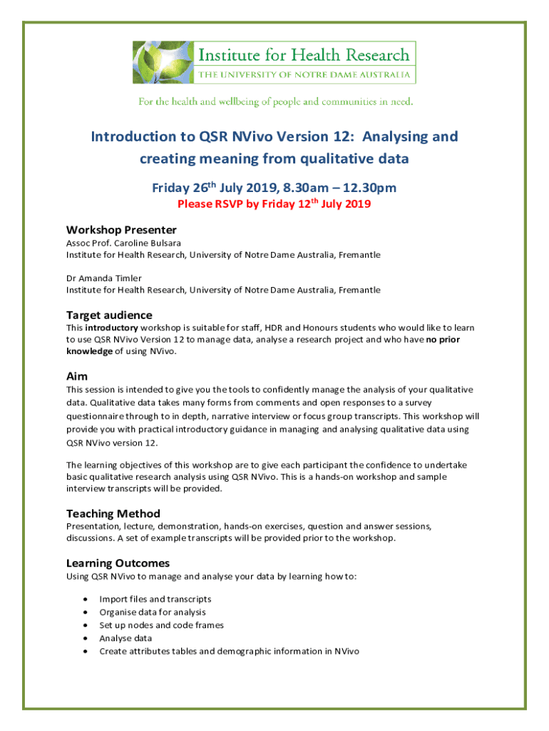 Fillable Online Nvivo 12 For Windows Libguides At La Trobe 3122