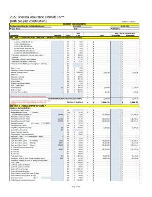 Fillable Online 2022 Financial Assurance Estimate Form Fax Email Print ...