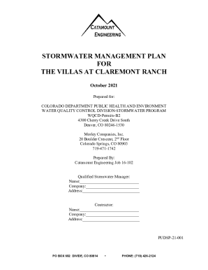 Fillable Online STORMWATER MANAGEMENT PLAN FOR THE VILLAS AT ... - NET ...