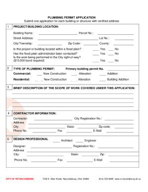 Fillable Online PLUMBING PERMIT APPLICATION Fax Email Print - pdfFiller