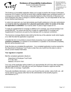 Fillable Online etf wi etf.wi.govpublicationset2308EVIDENCE OF ...