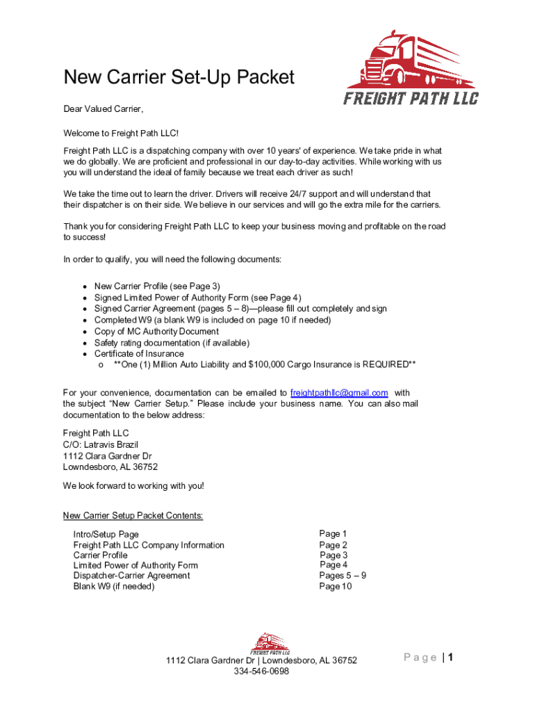 Fillable Online New Carrier Setup Application - American Freight Inc ...