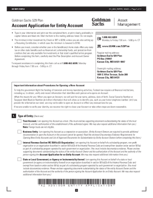 Fillable Online Goldman Sachs 529 Plan - Account Features Form Fax ...