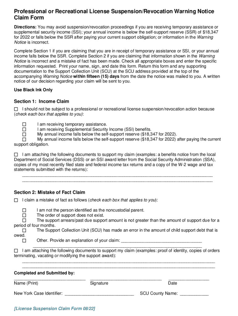 Fillable Online childsupport ny Professional or Recreational License ...