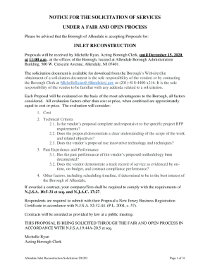 Fillable Online NOTICE FOR THE SOLICITATION OF SERVICES UNDER A FAIR ...