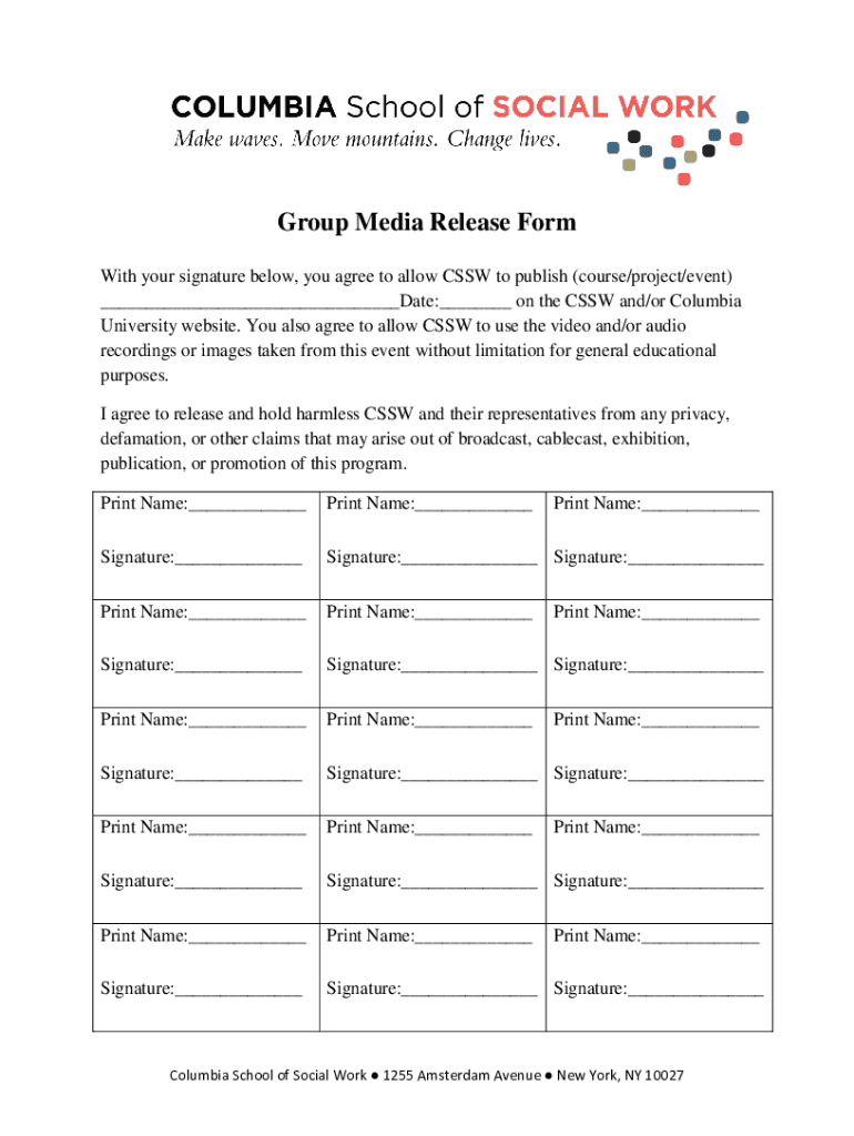 Fillable Online Media Release Form Template - 8+ Free Sample, Example, FormatFree ... Fax Email ...