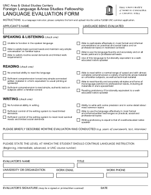 Fillable Online LANGUAGE EVALUATION FORM Fax Email Print - pdfFiller