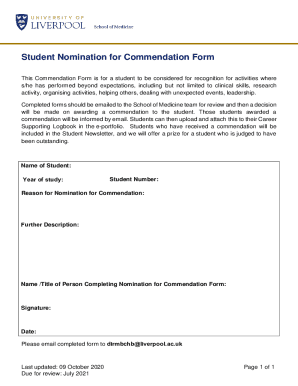 Fillable Online Staff Nomination for Commendation Form Fax Email Print ...