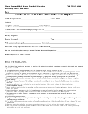 Fillable Online APPLICATION INDOOR BUILDING FACILITY USE REQUEST Fax ...