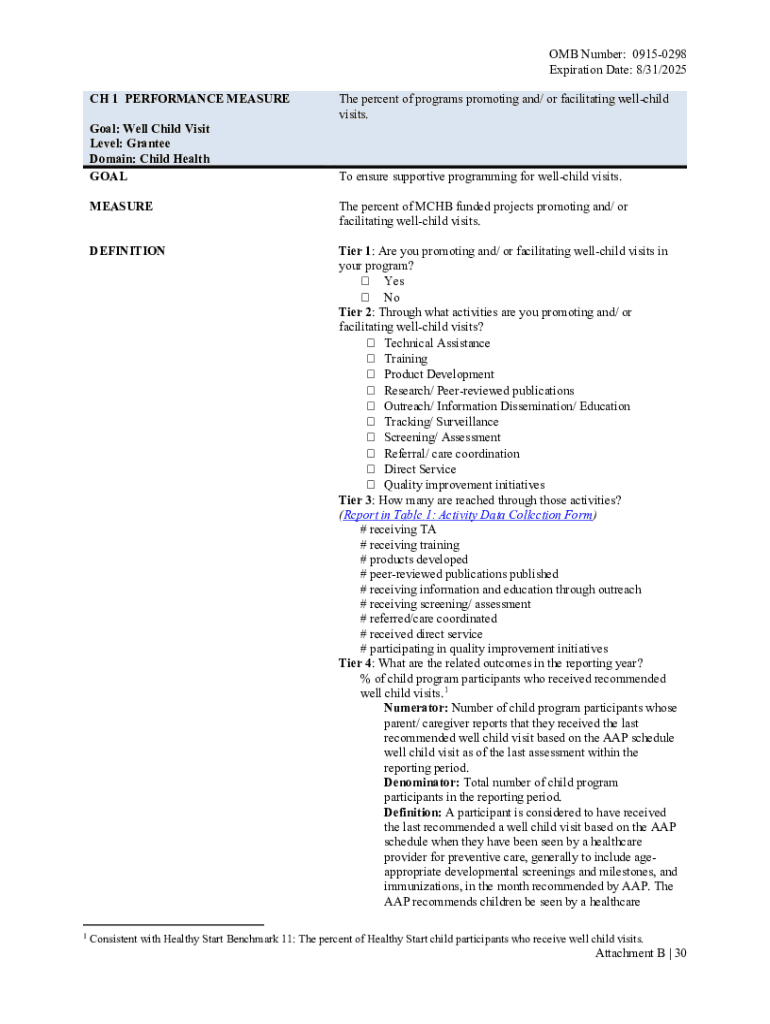 Fillable Online mchb hrsa OMB Number: 0915-0298 Expiration Date: 8/31/2025 Attachment B ... Fax ...