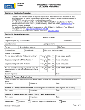 Fillable Online Graduate Application Withdrawal FormToulouse Graduate School Fax Email Print ...