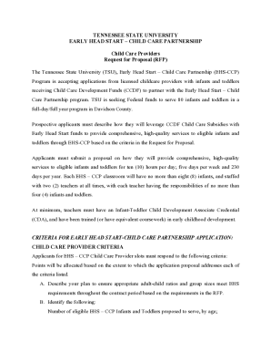 Fillable Online REQUEST FOR PROPOSALS (RFP) FOR EARLY HEAD START CHILD ...