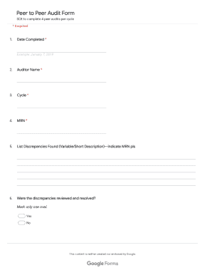Fillable Online Peer to Peer Audit Form Fax Email Print - pdfFiller