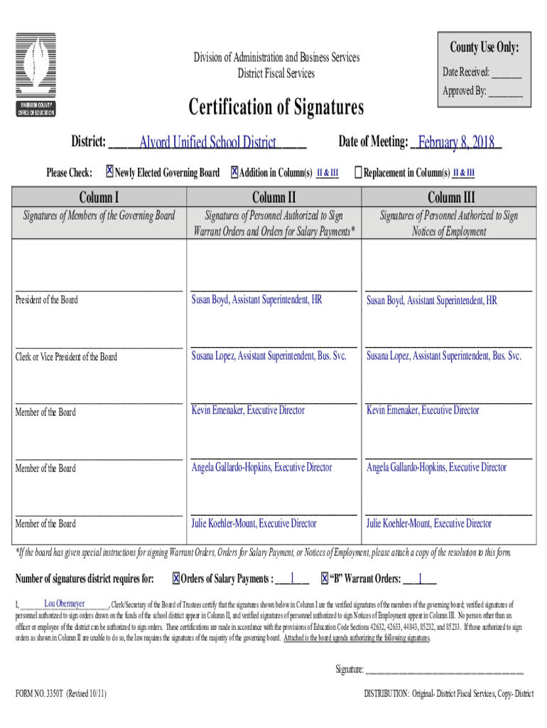 Fillable Online : Approve Certification of Signatures Fax Email Print ...