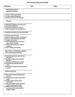Fillable Online M4 TEACHING EVALUATION FORM M4 Name: SG # Date Fax ...
