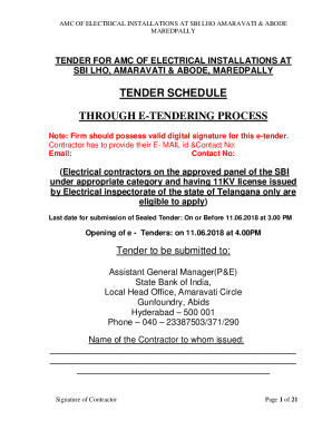 Fillable Online TENDER SCHEDULE THROUGH E-TENDERING ... - SBI Fax Email ...