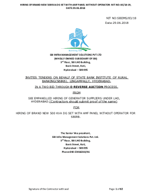 Fillable Online notice of inviting tender - SBI Fax Email Print - pdfFiller