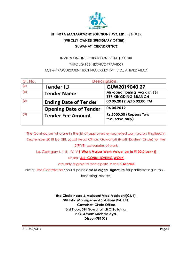 Fillable Online Tender ID Tender Name Ending Date of Tender Opening ...