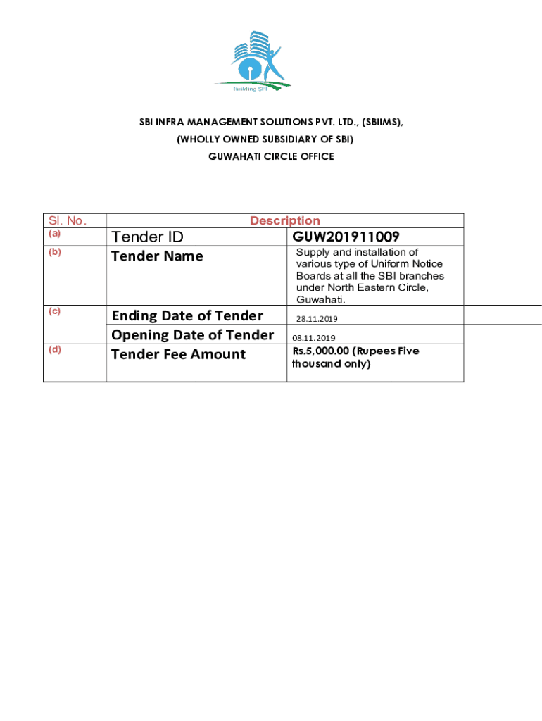 Fillable Online Sbi Infra Management Solutions Pvt Ltd (Wholly Owned ...