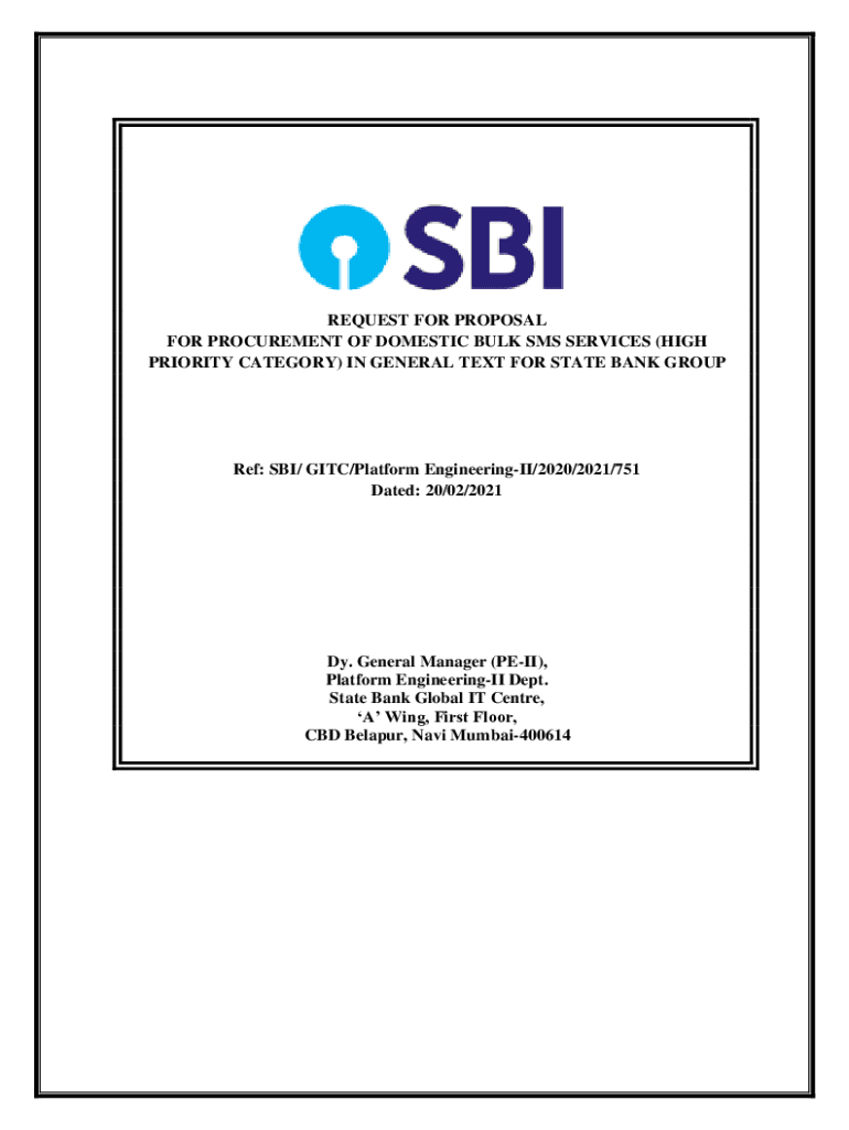 Fillable Online REQUEST FOR PROPOSAL FOR PROCUREMENT OF DOMESTIC BULK ...