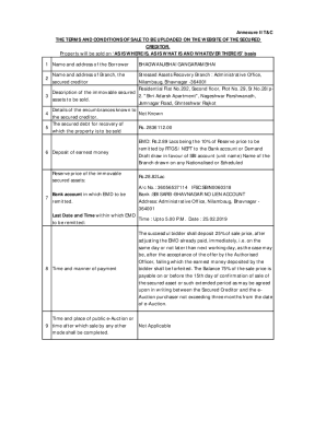 Fillable Online THE TERMS AND CONDITIONS OF SALE TO BE UPLOADED ON THE ...