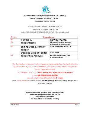 Fillable Online Tender ID Tender Name Ending Date Tender Opening ...