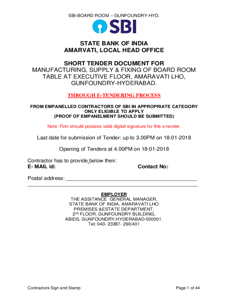 Fillable Online STATE BANK OF INDIA AMARVATI, LOCAL HEAD OFFICE SHORT ...