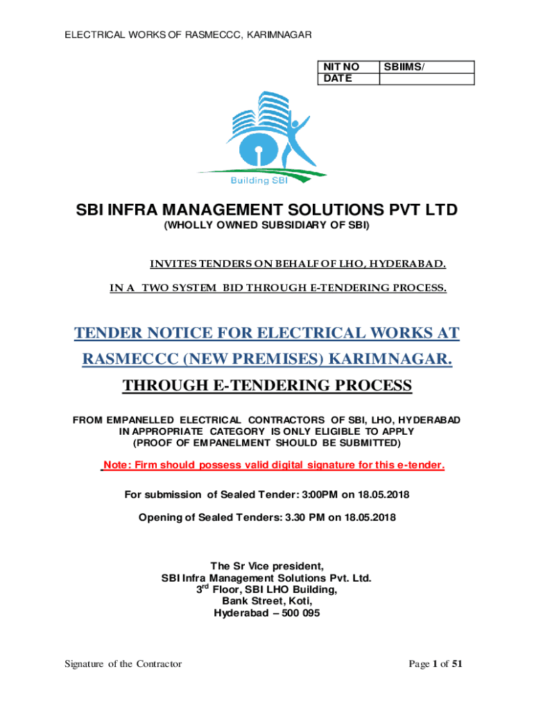 Fillable Online Tender Notice for Electrical Works at RasmeCCC (NEW ...