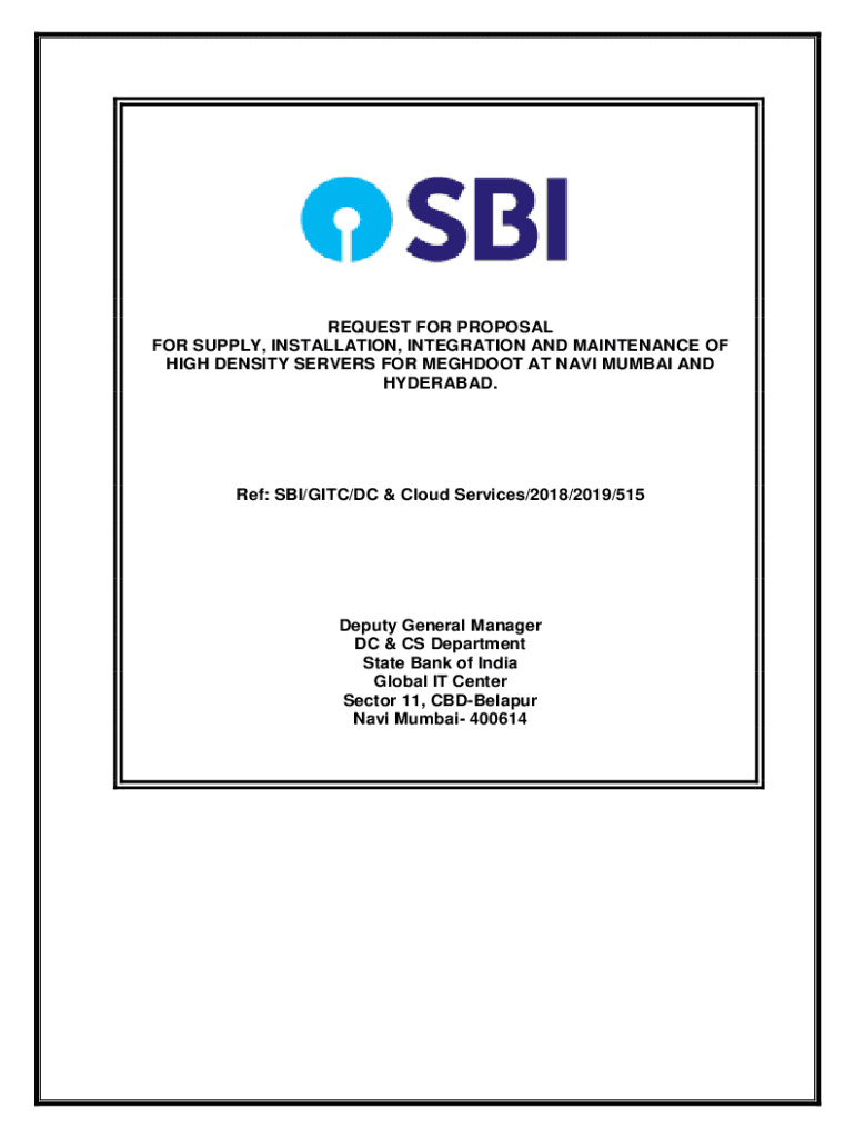 Fillable Online REQUEST FOR PROPOSAL FOR SUPPLY, INSTALLATION, COMMISSIONING AND ... - SBI Fax ...
