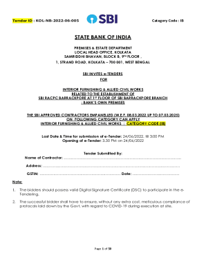 Fillable Online NIT , INTERIOR FURNISHING & ALLIED CIVIL WORKS , SBI ...