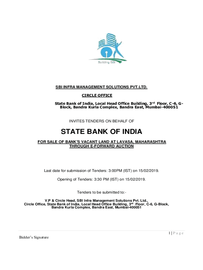 Fillable Online State Bank of India, Local Head Office Building, 3rd Floor, C-6, GBlock, Bandra ...