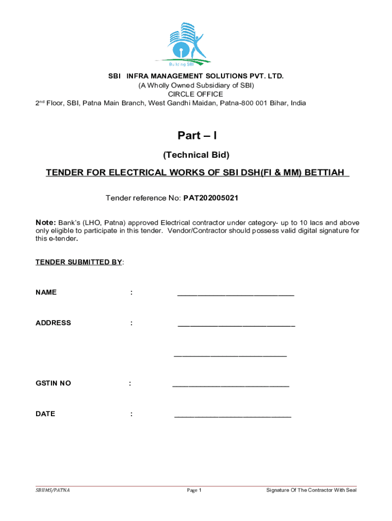 Fillable Online 27052020Technical Bid E Tender Electrical DSH Bettiah ...