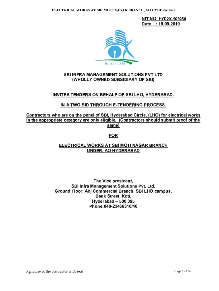 Fillable Online docslib.orgdoc3514966Electrical Work at Sbi Attapur ...