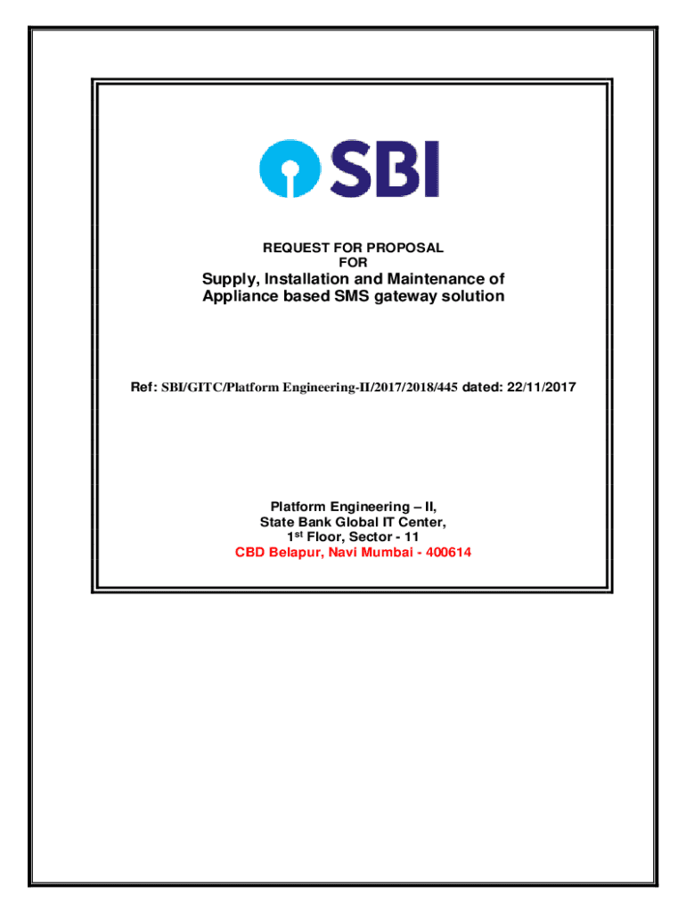 Fillable Online REQUEST FOR PROPOSAL FOR Supply, Installation and ...