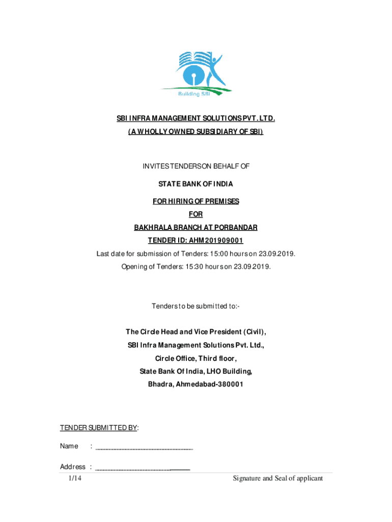 Fillable Online 1/14 Signature and Seal of applicant SBI INFRA ... Fax ...