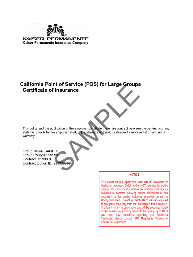 Fillable Online The Kaiser Permanente Insurance Company Point-of ...