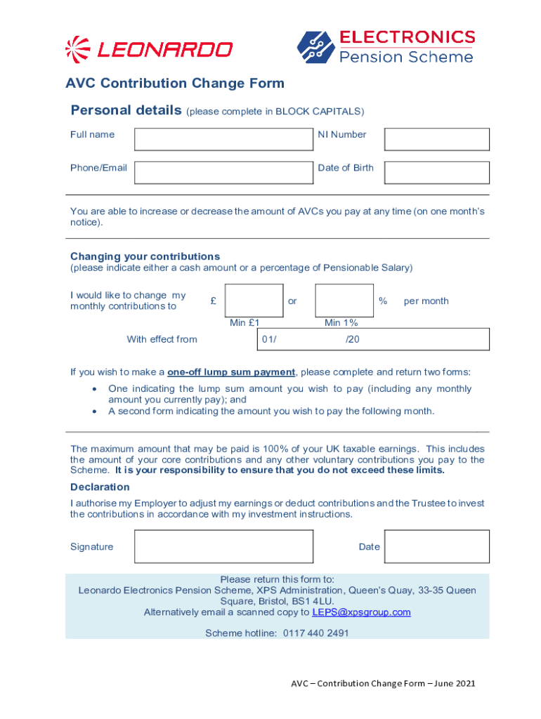 Fillable Online What is an AVC pension?PensionBeeAdditional Voluntary ...