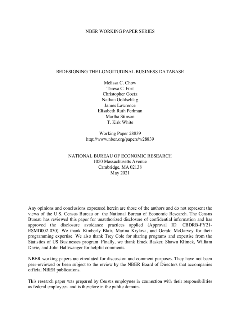 Fillable Online Redesigning the Longitudinal Business Database by ...