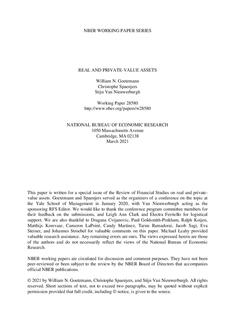 Fillable Online Real and Private-Value Assets by William N. Goetzmann ...
