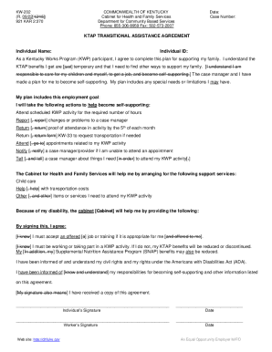 Fillable Online KTAP Transitional Assistance Agreement Fax Email Print ...