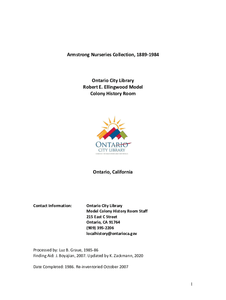 Fillable Online oac cdlib Ontario City Library, Robert E. Ellingwood ...